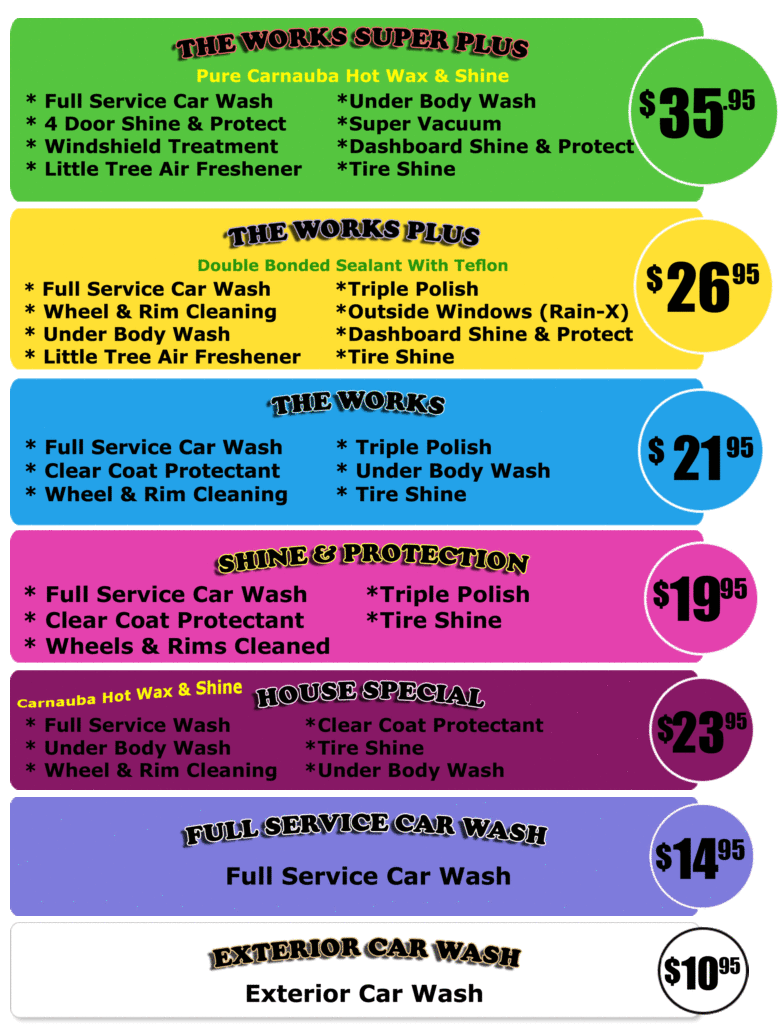 New Wash Price List CLEANWAY CAR WASH New Wash Price List CLEANWAY CAR WASH