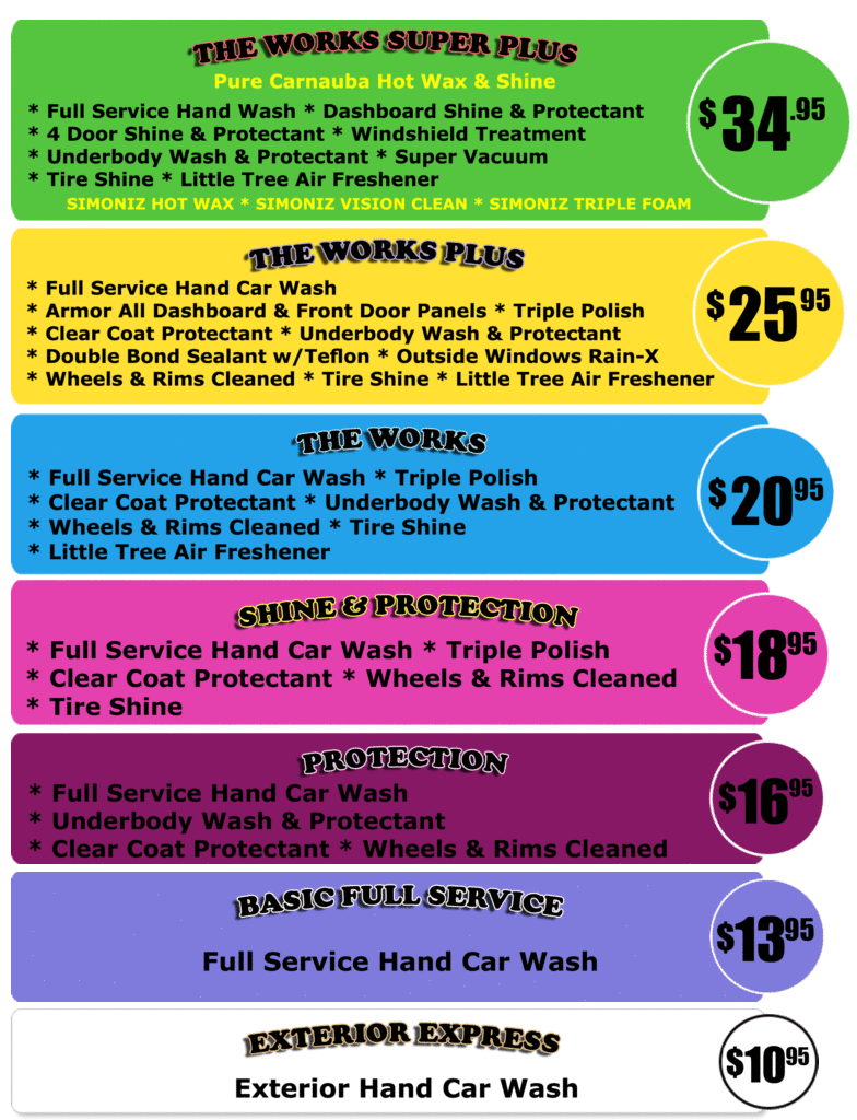 Washing Price List CLEANWAY CAR WASH Washing Price List CLEANWAY CAR WASH